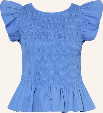 Ganni Blusenshirt Mit Volants blau