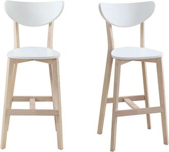 Miliboo Miliboo - Barhocker skandinavisch Weiß und Holz 75 cm 2er-Set leena