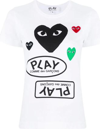 Comme Des Gar&ccedil;ons Femme, Tops, Blanc, Taille: 42 FR T-shirt Coeur Brod&eacute;