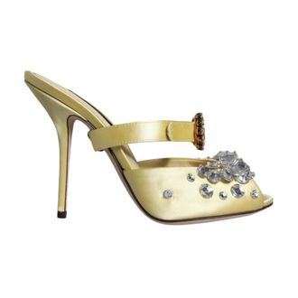 Dolce & Gabbana Gelbe Kristall Satin Sandalen - - Shoes - Damen - Gelb - 35 EU