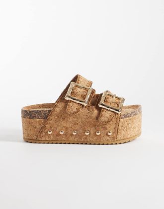 Azalea Wang Azalea Wang - Jainna - Sandales &agrave; plateforme en li&egrave;ge-Neutral