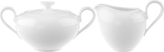 Villeroy & Boch Anmut Milch- & Zucker-Set 2-teilig, Milchk&auml;nnchen (180 ml) und Zuckerdose (290 ml), Klassisches Serviergeschirr, Schlicht & Elegant, Premium Bone Porc