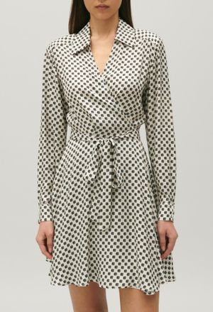 Claudie Pierlot Robe portefeuille imprim&eacute; noir et blanc