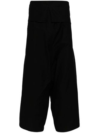 Yohji Yamamoto pantalon en coton &agrave; coupe sarouel - Noir