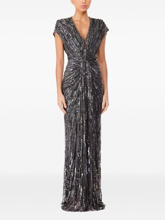 Jenny Packham Womens Dress Zola Grey Polyester