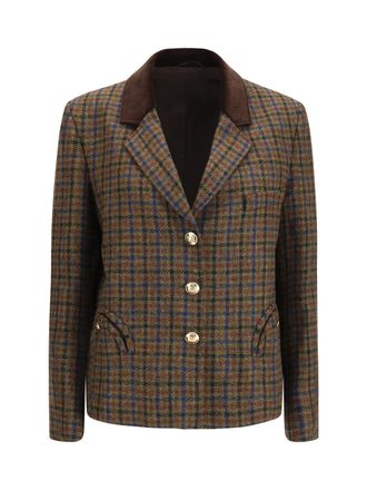 Blaz&eacute; Milano Womens Blazer Shelley Green-Red Tweed Mix Merino Wool (ovis Aries) Blazers Green/red Jacket