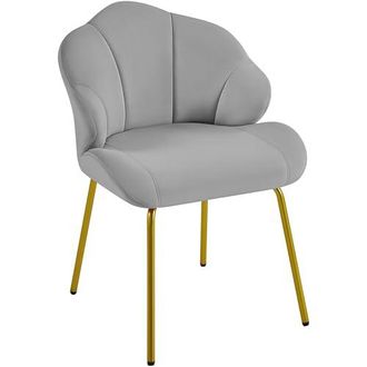 Yaheetech Sessel Loungesessel in Muschelform, Ohrensessel modern, Polsterstuhl mit Metallbeinen, Polyester, f&uuml;r Wohnzimmer/Schminktisch/Schlafzimmer, Hellgrau