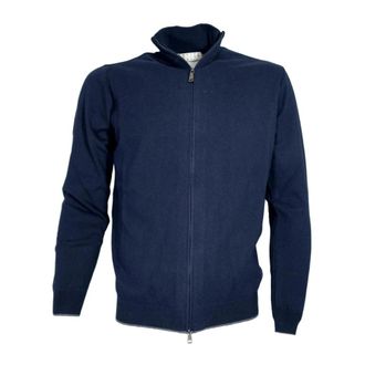 Cashmere Company Maglia Full Zip - - Knitwear - Herren - Blau - XL
