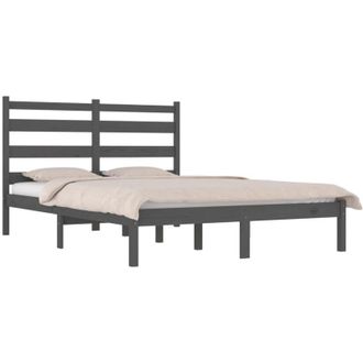 vidaXL Massivholzbett Grau Kiefer 200x200 cm Vidaxl