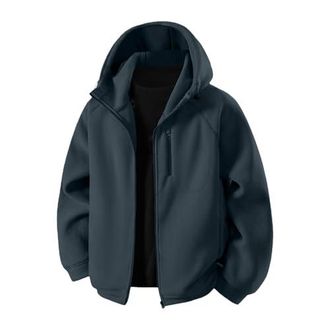 Generic Veste polaire chaude pour homme - Avec capuche - Couleur unie - Avec fermeture &eacute;clair - Confortable - Pour lext&eacute;rieur - Veste de sport - Sweat &agrave; capuc