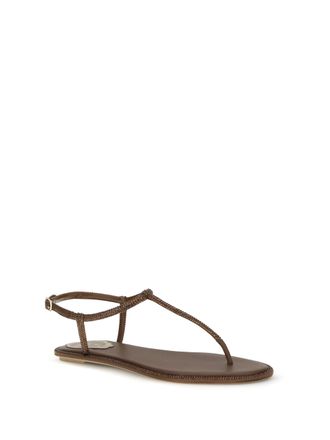 Rene Caovilla Womens Diana Sandals With Crystals Brown Satin-Smoked Topaz Strass Satin/smoked