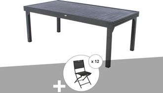 Hesperide Hesperide - Ensemble repas table extensible rectangulaire alu Graphite Piazza + 12 chaises Modula - Hesp&eacute;ride