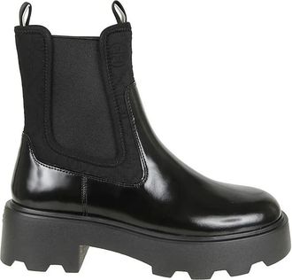 Tory Burch Tory Burch Stiefel - Polished Leather Ankle Boots With Elastic Panels - Gr. 10 - in Schwarz - f&uuml;r Damen