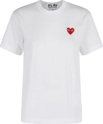 Comme Des Gar&ccedil;ons Femme, Tops, Blanc, Taille: 38 FR T-shirt Coeur Rouge