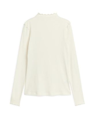 Arket Geripptes Jerseyshirt -Wei&szlig;