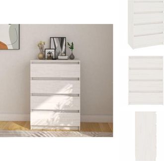 vidaXL Beistellschrank Weiß 60x36x84 cm Massivholz Kiefer - Holz Sideboard - Massivholzmöbel - Wohnzimmertisch - Kommoden - Weißer Sideboard