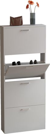 VCM Holz Regal Kipper Schuhregal Schuhschrank Schuhkipper 4 Sulos L Weiß