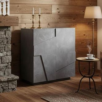 Dmora Kommode Raoul, K&uuml;chen-Sideboard mit 2 T&uuml;ren, Wohnzimmer-Buffet, 100 % Made in Italy, 81 x 44 x 86 cm, Schiefer