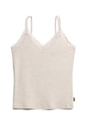 Superdry Damen Athletic Essential Lace Trim Cami Top Hafer Creme Meliert 10-12