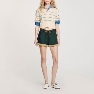 Sandro Short bicolore &agrave; ceinture cordon