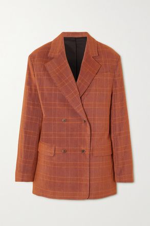 Alexander McQueen Biosis Doppelreihiger Blazer Aus Kariertem Cord - Orange