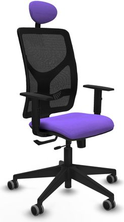 Piqueras y Crespo Schreibtischstuhl mit Rollen aus Parkett, mit 1D-Armen, h&ouml;henverstellbare Lendenwirbelst&uuml;tze und festes Kopfteil, ausgestattet mit Syncro/Traslack und