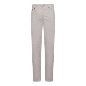 Brunello Cucinelli Homme, Pantalons, Gris, Taille: L Pantalon en Gabardine de Coton Beige Coupe Italienne