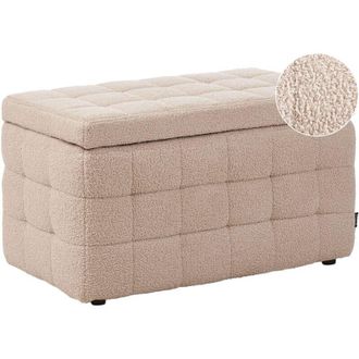 Beliani Ottomane mit Stauraum MICHIGAN Boucl&eacute; Beige