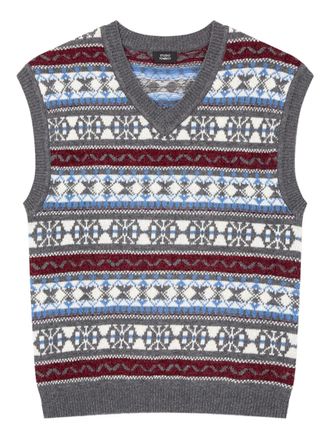 STUDIO TOMBOY geometric-pattern V-neck vest - Gris
