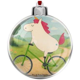 Mr. & Mrs. Panda Weihnachtskugel Einhorn Radfahrer Design - Geschenk, Einh&ouml;rner, Rad, Unicorn, christbaumkugeln, weihnachtsanh&auml;nger, Konfetti, Plastik, christbaumkugel