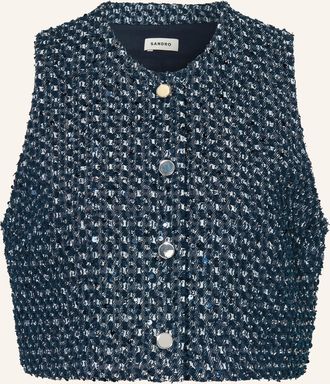 Sandro Sandro Cropped-Blazerweste Mit Pailletten blau