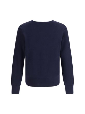 Ami Mens Ami De Coeur Cardigan Marine-Rouge Wool Ovis Aries Marine/rouge Sweater