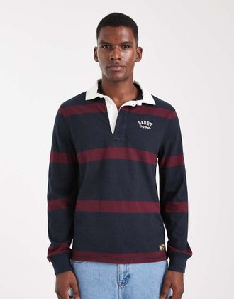Superdry Vintage Athletic - Top style rugby &agrave; rayures - Bleu marine &eacute;clipse/port