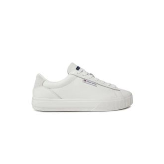 Tommy Hilfiger Femme, Chaussures, Blanc, Taille: 39 EU Baskets Cupsole en Cuir Blanc