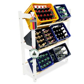 Coemo Getränkekistenregal THORE Regal Weiß für 6 Kisten, breit, aus Holz, großes Standregal auch für Obst-, Gemüsekisten, Kisten Aufbewahrung für Wohnbereic