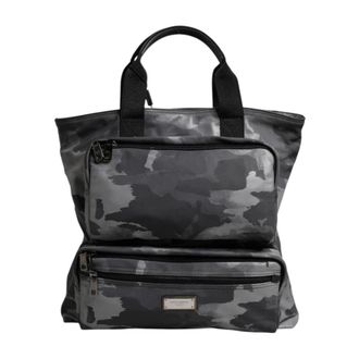 Dolce & Gabbana Camouflage Baumwoll-Tote Tasche mit F&auml;chern - - Bags - Herren - Grau - ONE SIZE