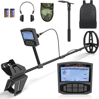 OUTSUNNY Metalldetektor f&uuml;r Erwachsene 5 Modi Tragbar Ortungsger&auml;t mit Alarm Spule LCD-Display, IP68 Wasserdichter Metall Pin Pointer, Metallsuchger&auml;t