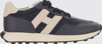 Hogan Baskets H601 en cuir lisse et mesh avec logo H et semelle crant&eacute;e