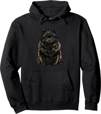Whyitsme Design Schwarzer Zwergspitzhund Illustration Pullover Hoodie