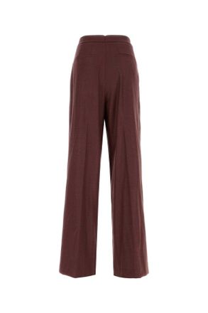 Pantaloni Torino Womens Burgundy Stretch Twill Wide-Leg Grace Pant Bordeaux Pantaloni Trousers