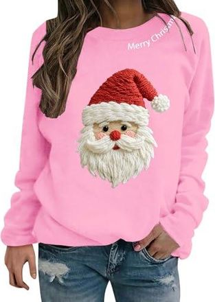 Generic HUIFUAO Sweat à manches longues « Just A Girl Who Loves Christmas » pour femme - Motif sapin de Noël amusant - Grande taille - Tenue de Noël à manches