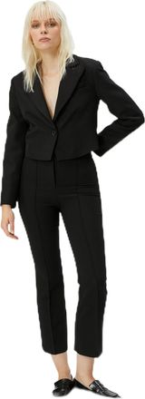Koton Women Medium Rise Zipper Detail Straight Leg Trousers