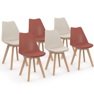 IDMarket Lote De 6 Sillas Escandinavas Sara - Mezcla De Terracota X3 Y Beige X3
