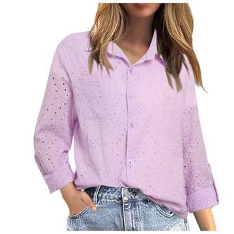 Generic Chemise boutonn&eacute;e en lin pour femmes 2025 tendance, coupe ample, col long, tunique d&eacute;t&eacute; en lin et coton, chemisiers en gaze de printemps brod&eacute;s, surdi