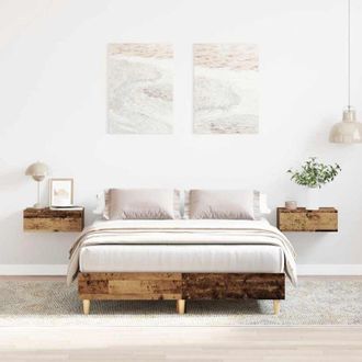 vidaXL Cadre de lit sans matelas vieux bois 135x190 cm bois ing&eacute;nierie Vidaxl