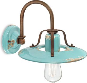 Ferroluce Grunge C1440 Applique Wandleuchte Wandlampe Industrial Vintage Blau