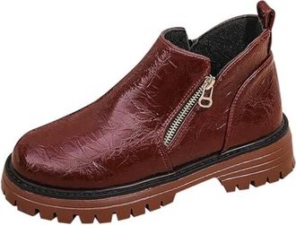 Generic Bottines Femme Elegant Bout Rond Plateforme Bottes Courtes Semelle Chunky Antid&eacute;rapante Fermeture &Eacute;clair Tendance L&eacute;g&egrave;res Boots Chaussures Femme Autom