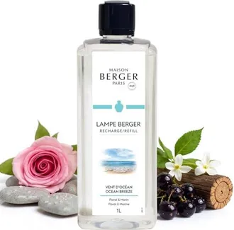 Maison Berger Recharge Lampe Berger Vent dOc&eacute;an 1 Litre - Accords Marins & Rose - Parfum Frais Marin Floral - Neutralisation des odeurs - Fabriqu&eacute; en France