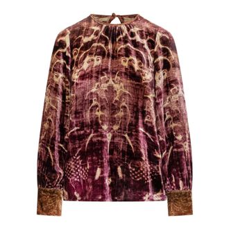 Pierre-Louis Mascia Femme, Blouses et Chemises, Rouge, Taille: 40 FR Blouse en velours &agrave; motifs