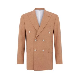 Brooks Brothers Homme, Vestes, Orange, Taille: L Blazer Crois&eacute; en Laine Vierge Tropicale